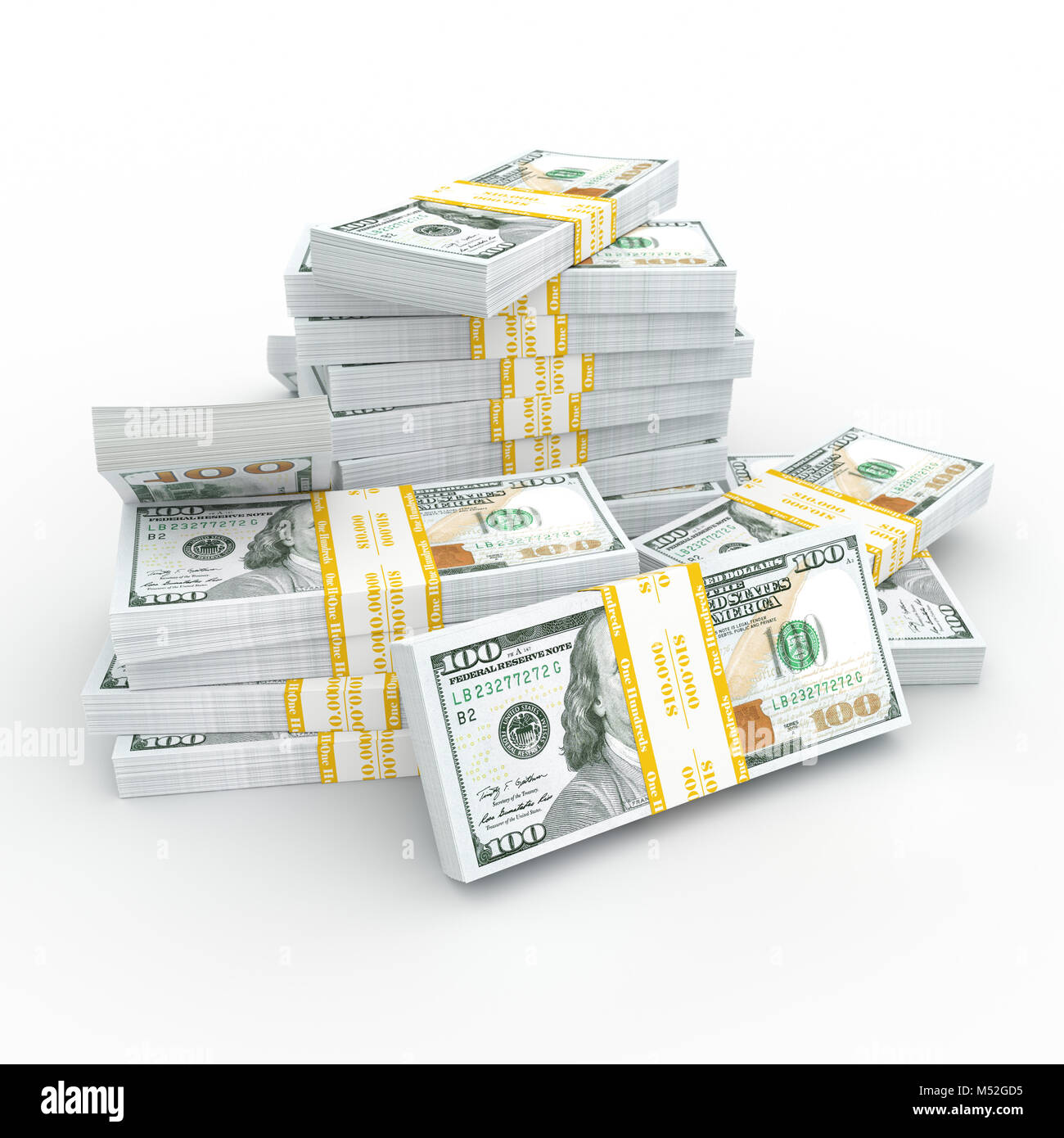 3d rendering lots of packs of US dollars Stock Photo - Alamy