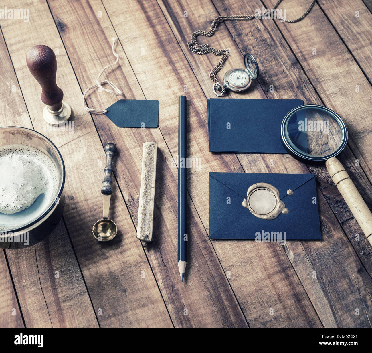 Vintage stationery elements Stock Photo - Alamy