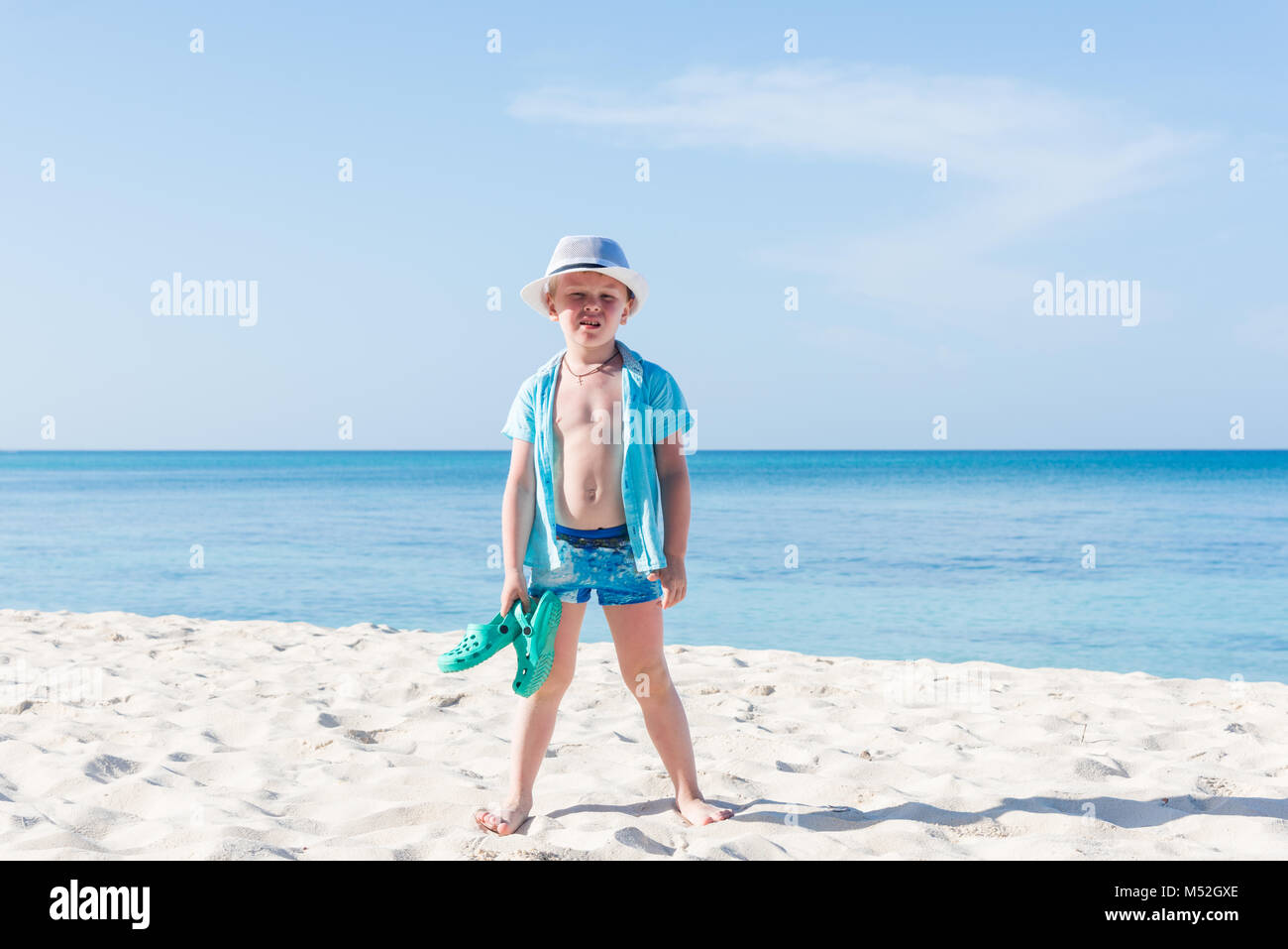 the boy in the Panama at sea Caribbean Dominican Republic Stock Photo ...