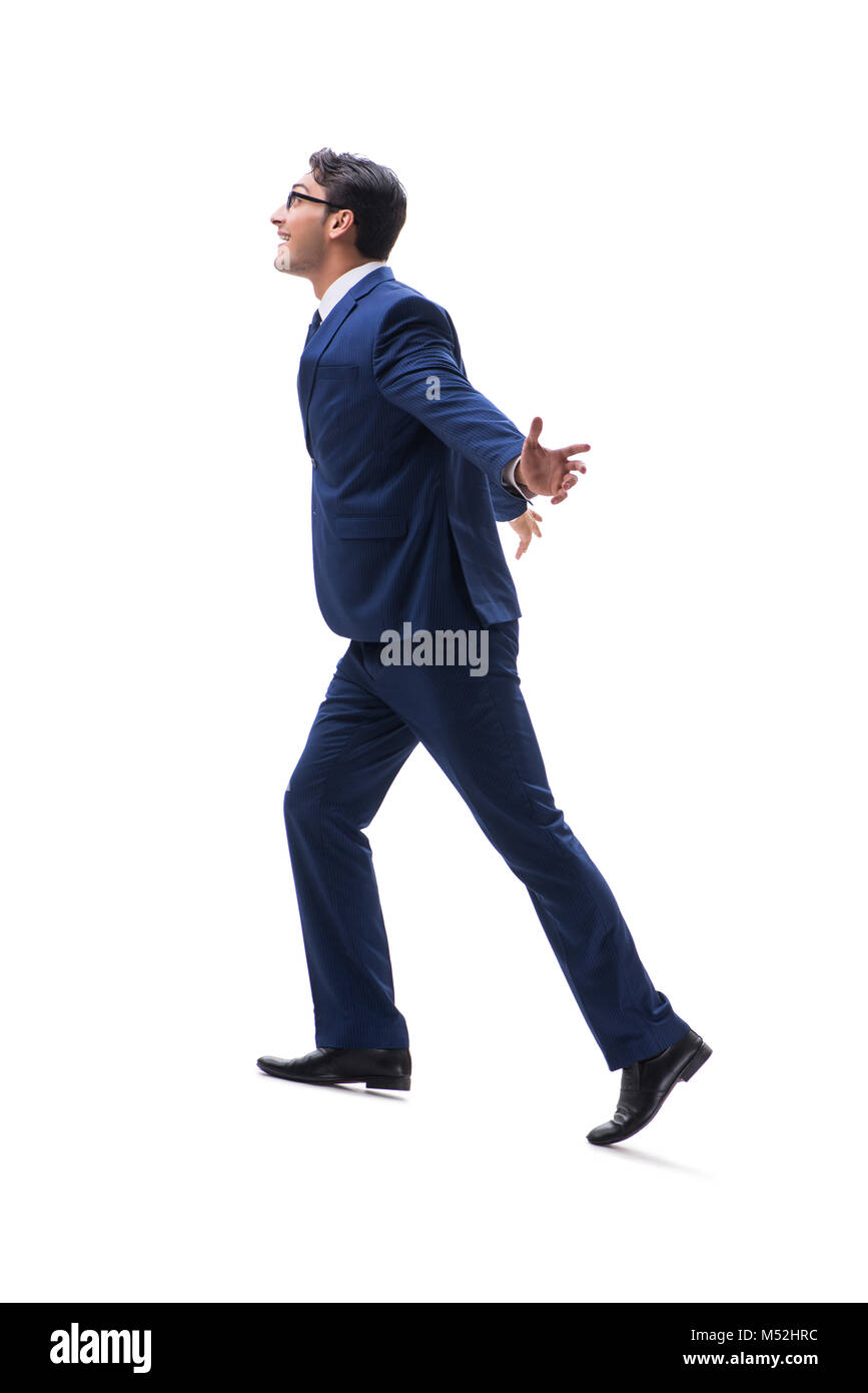 Businessman walking standing side view isolated on white backgro Stock ...