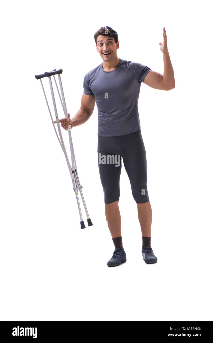 Young patient athlete sportsman suffering an injury trauma with Stock ...