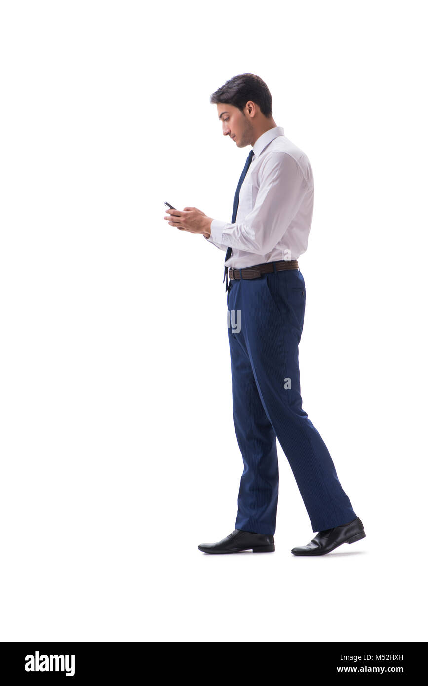 Businessman walking standing side view isolated on white backgro Stock ...