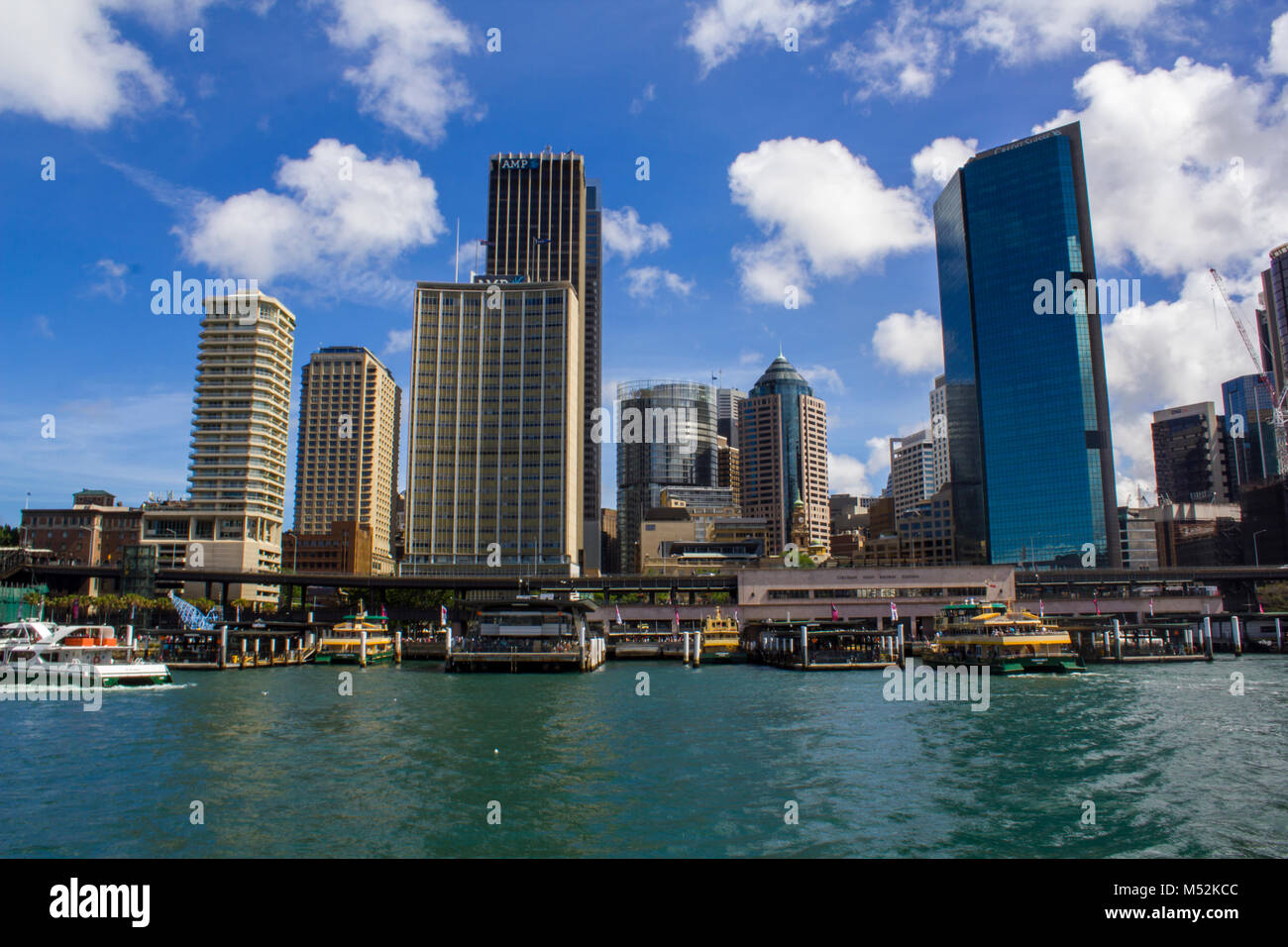 Sydney Ferries and high rise buildings at Circular Quay in Sydney Stock ...