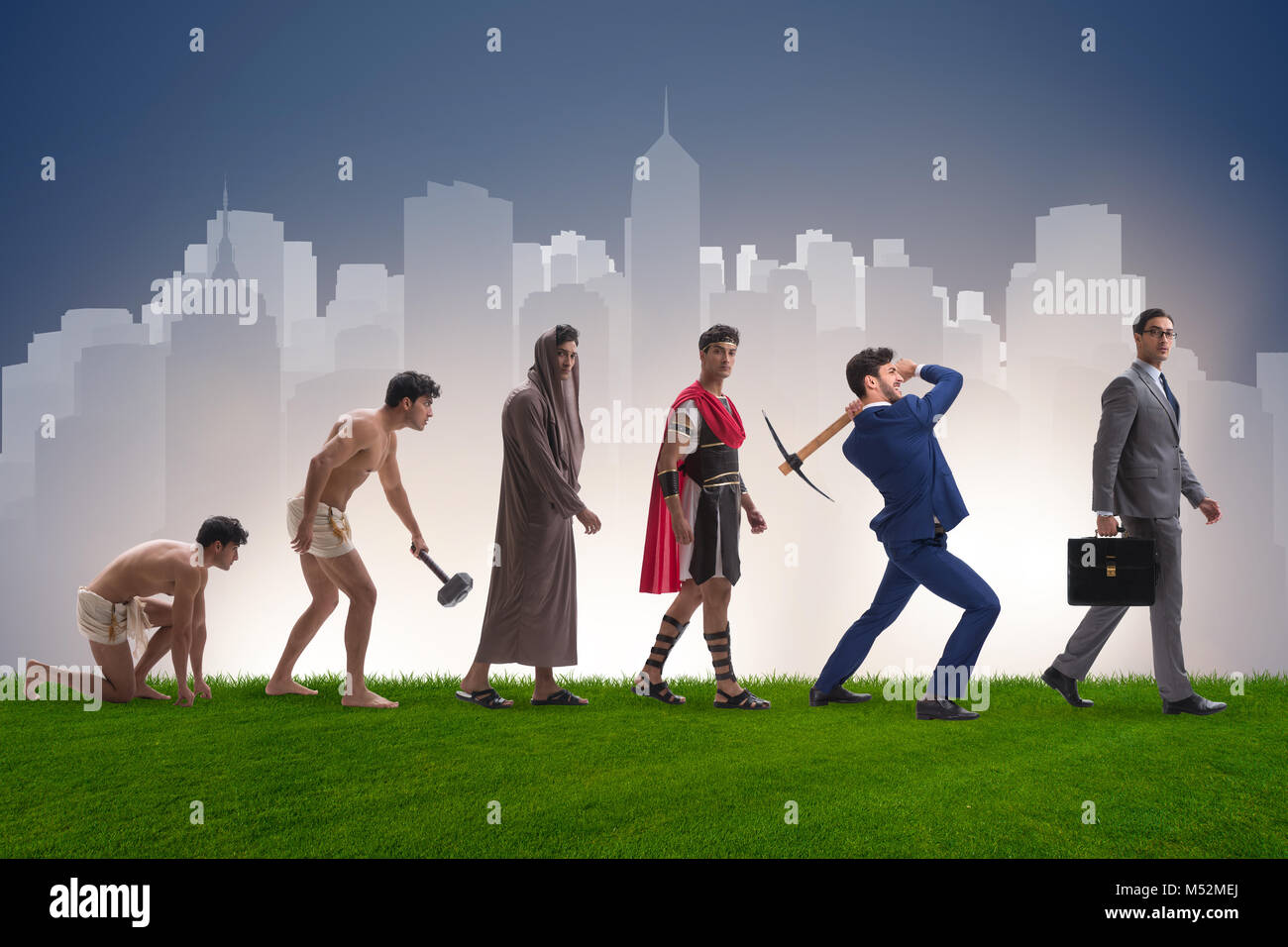 Progression of man mankind from ancient to modern Stock Photo - Alamy