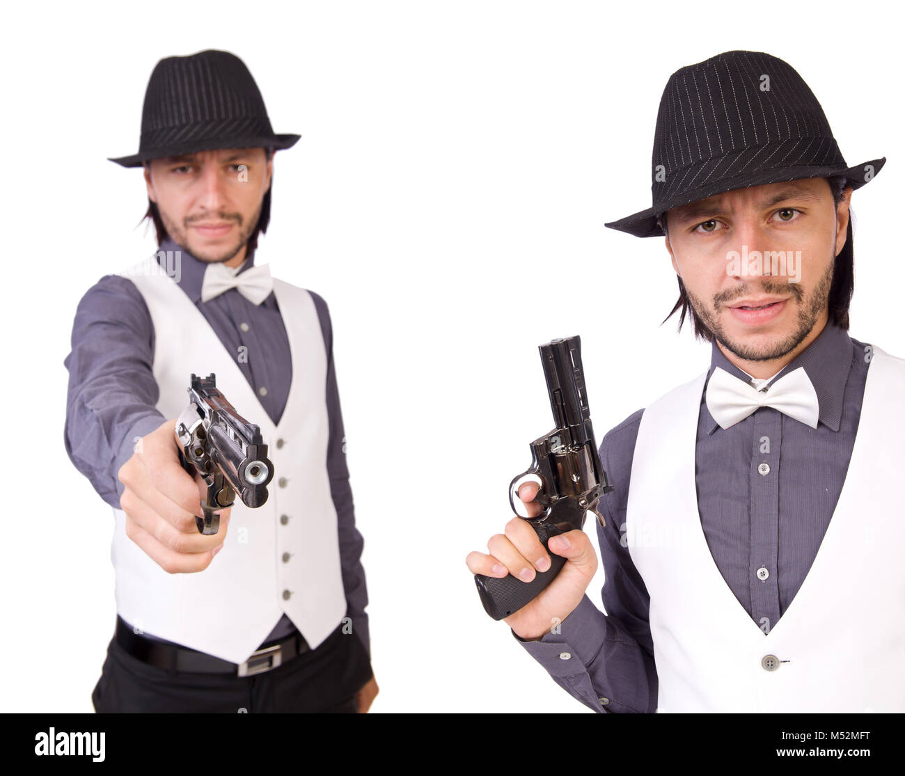Man with gun isolated on the white Stock Photo - Alamy