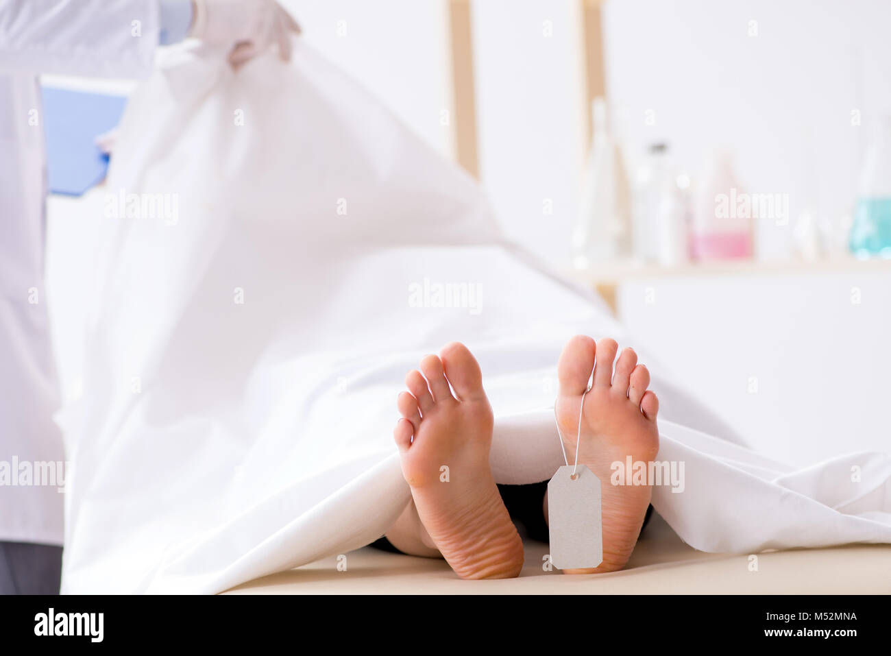 Police coroner examining dead body corpse in morgue Stock Photo - Alamy