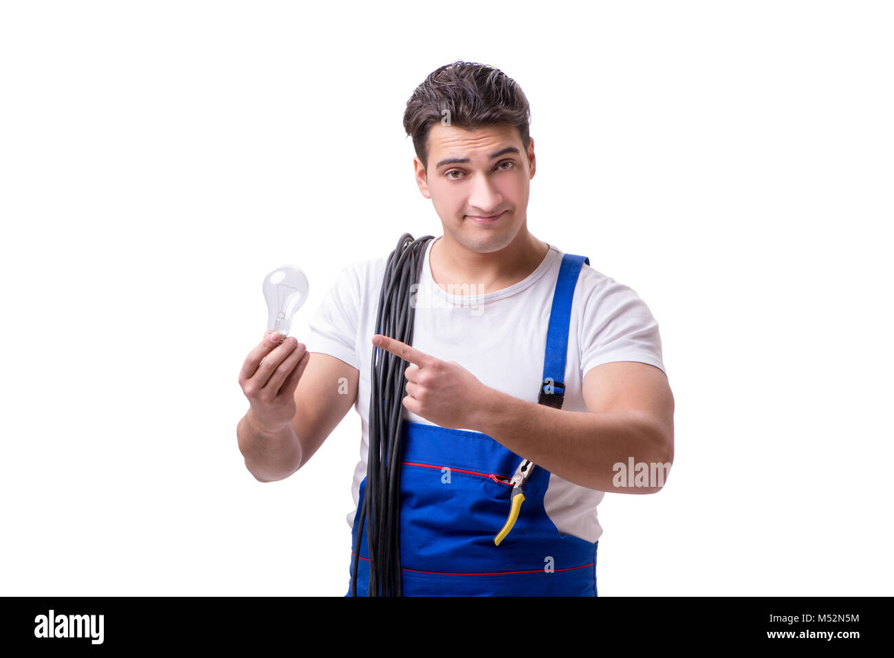 Electrician demonstrating his hi-res stock photography and images - Alamy