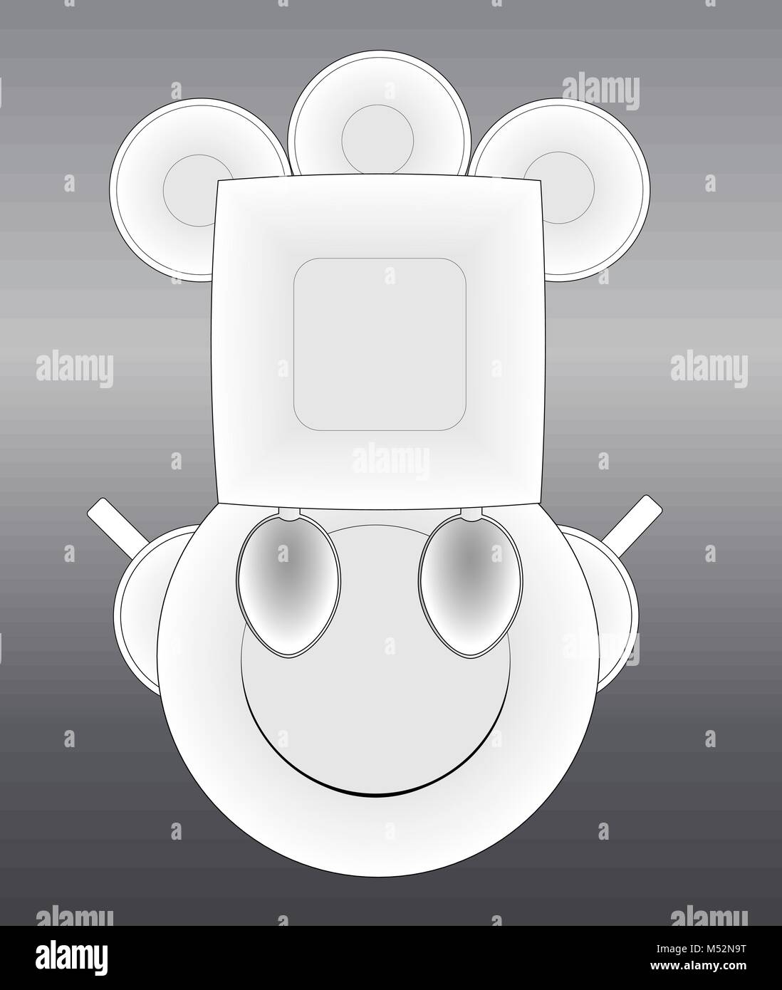 cheerful cook from plates, spoons and mugs serving logo Stock Vector ...