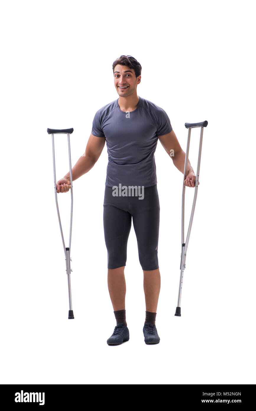 Young patient athlete sportsman suffering an injury trauma with Stock ...