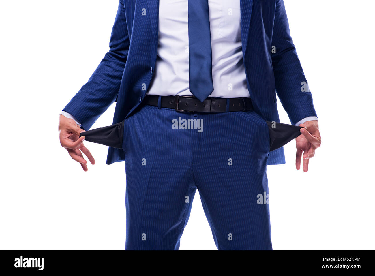 Bankrupt broke businessman isolated on white Stock Photo - Alamy