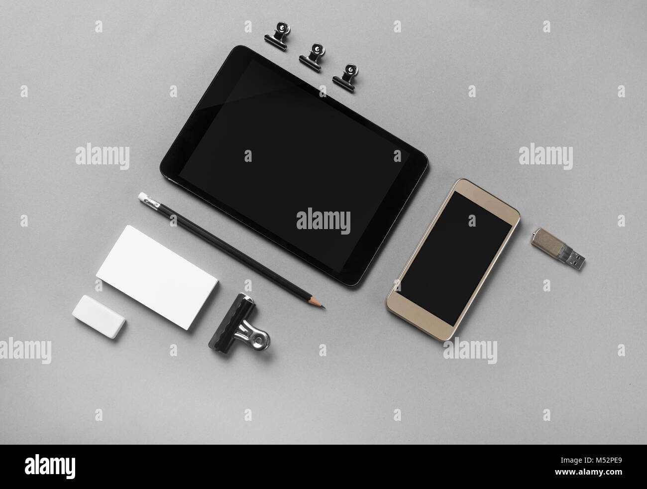 Stationery and gadgets Stock Photo - Alamy