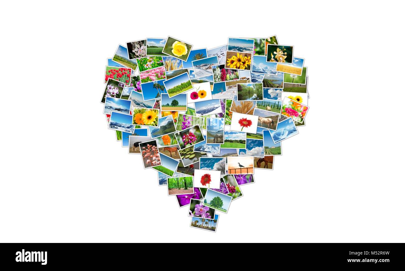 The heart shape made of nature photos Stock Photo - Alamy