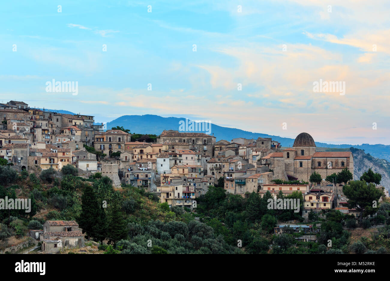 Twilight Stilo village, Calabria, Italy Stock Photo - Alamy