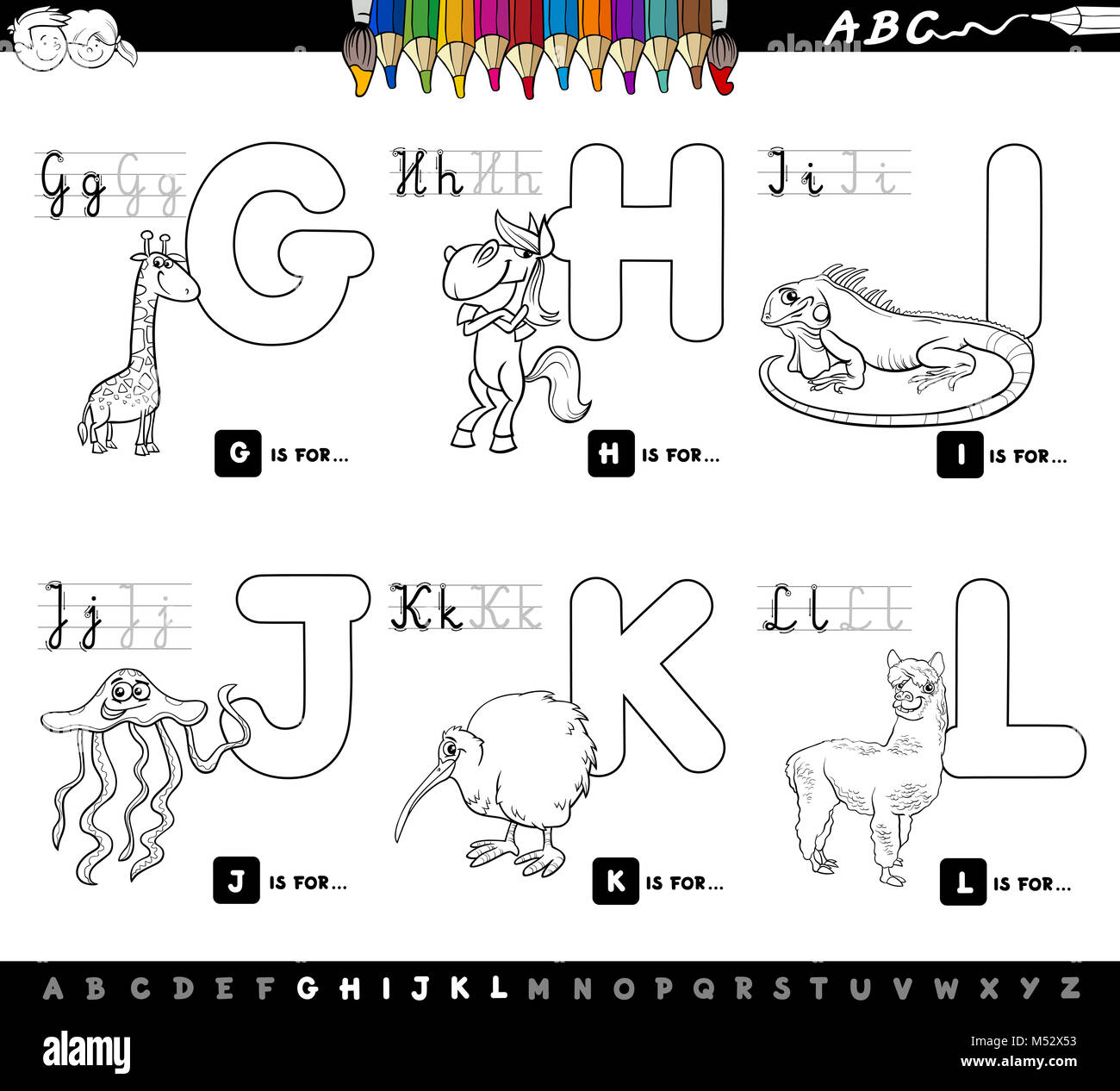 color book educational cartoon alphabet for kids Stock Photo - Alamy