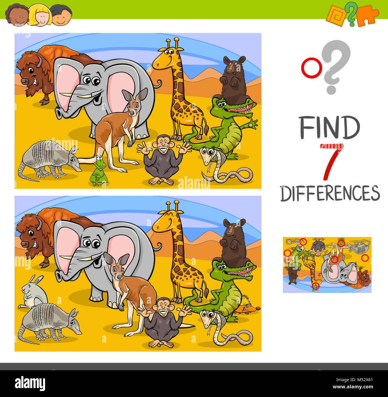 search differences game with wild animals Stock Photo - Alamy