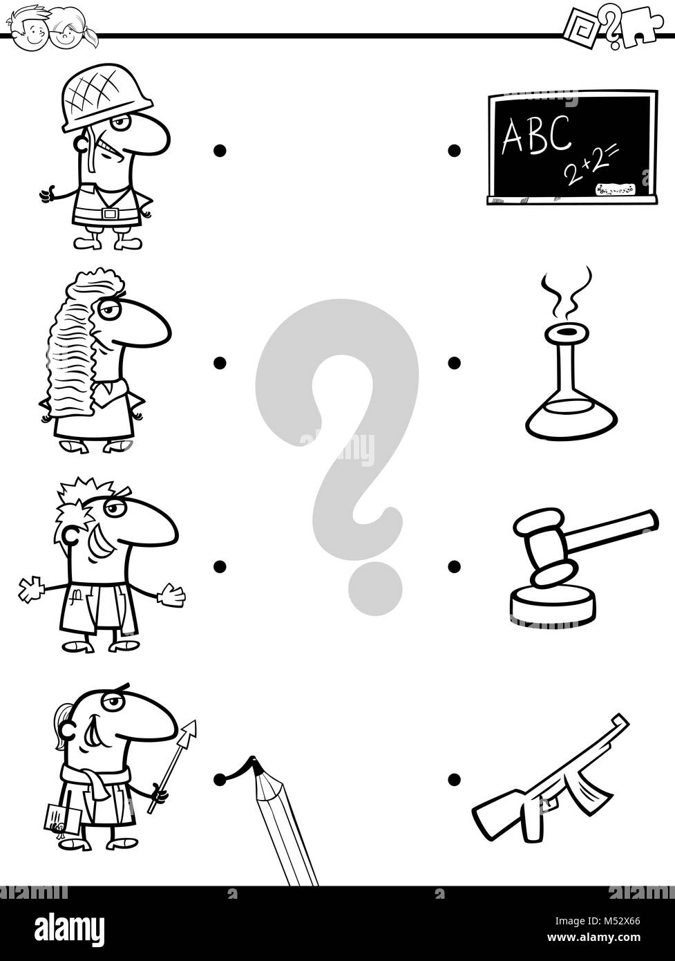 match professions educational coloring book Stock Photo - Alamy
