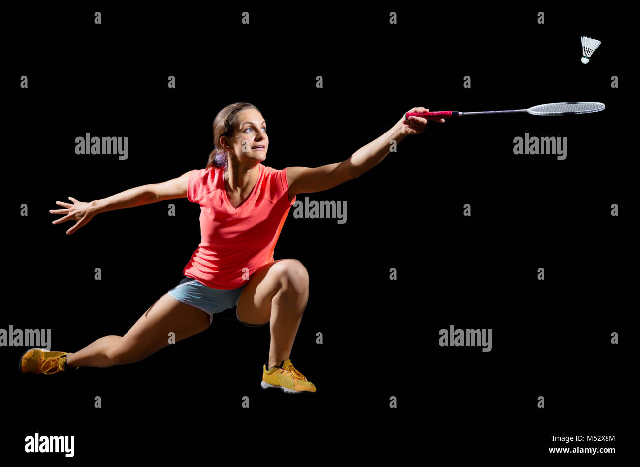 Young woman badminton player (full isolated ver Stock Photo - Alamy