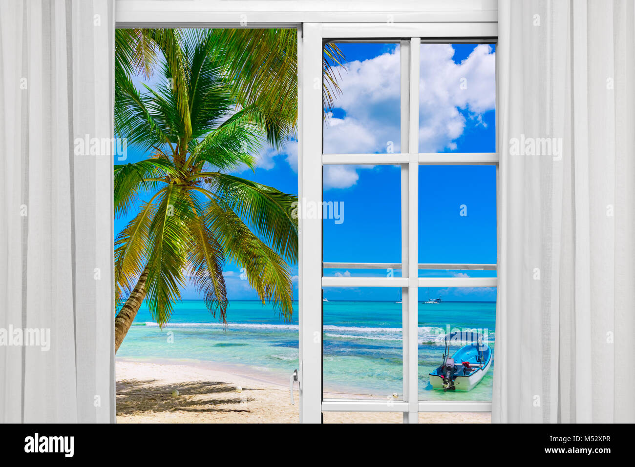 open window to the sea Stock Photo - Alamy