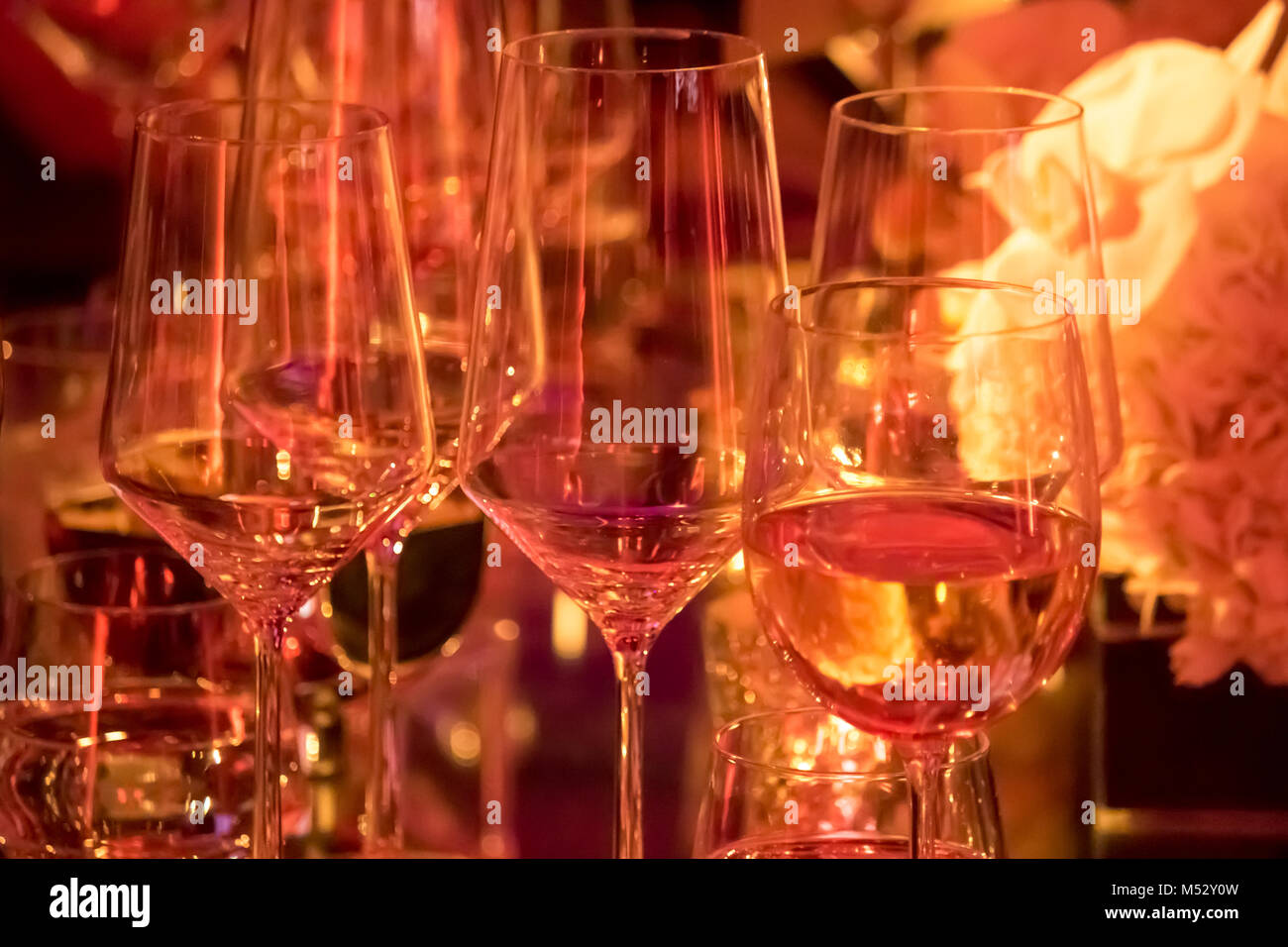 Party Setting with Colorful Bokeh Background Stock Photo - Alamy