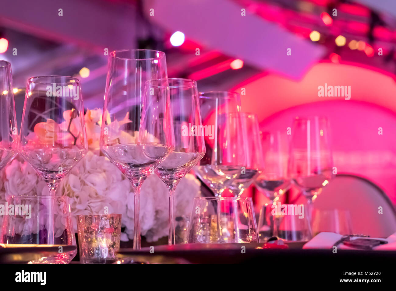 Party Setting with Colorful Bokeh Background Stock Photo - Alamy
