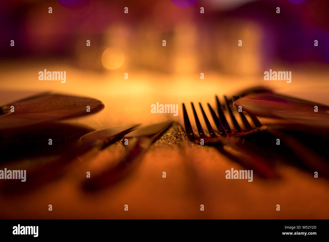 Party Setting with Colorful Bokeh Background Stock Photo - Alamy