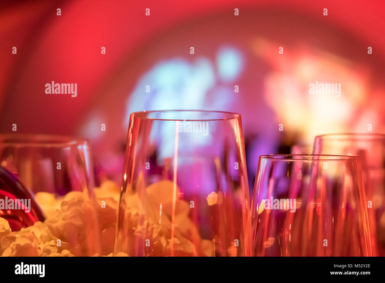 Party Setting with Colorful Bokeh Background Stock Photo - Alamy