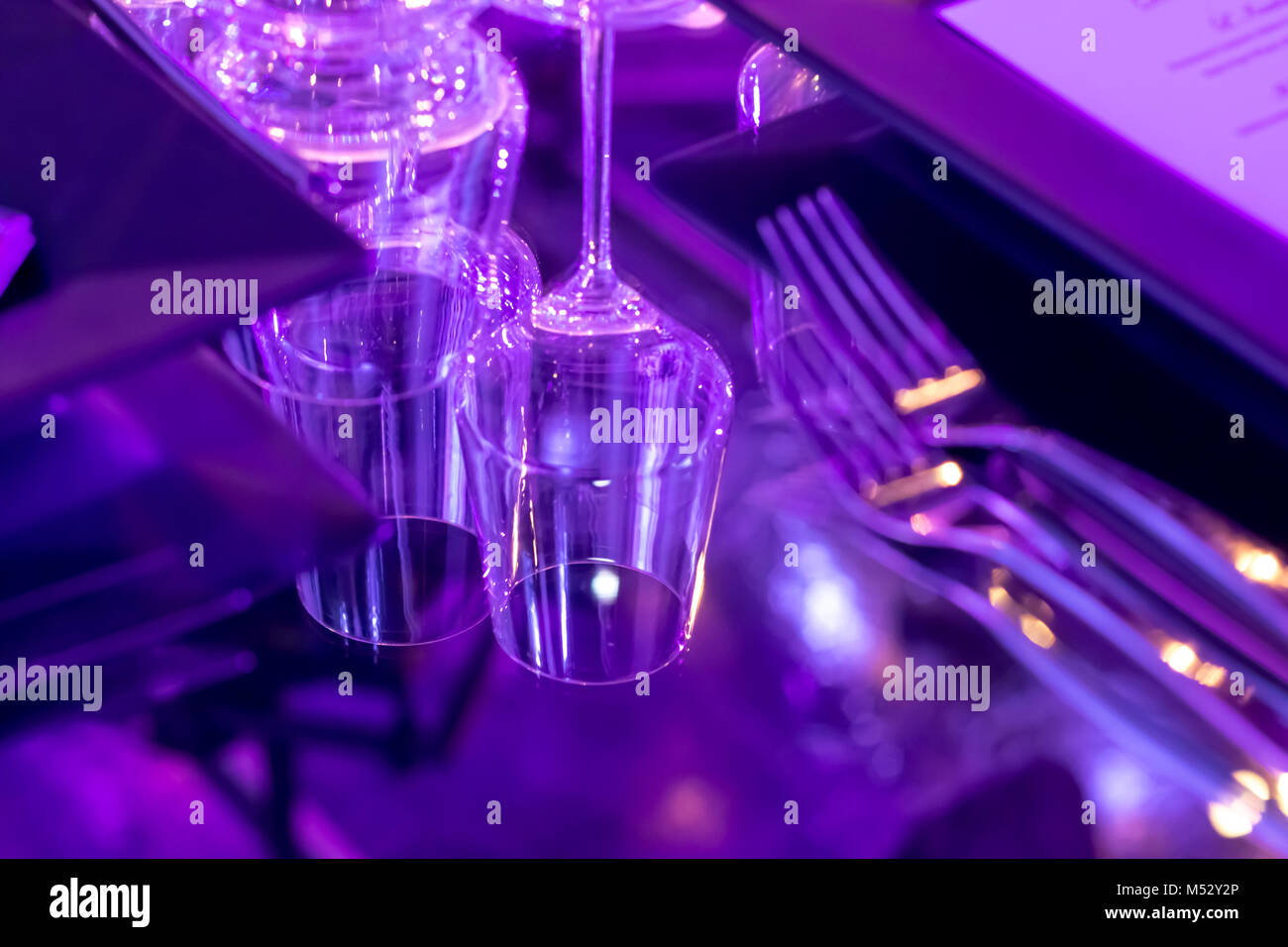 Party Setting with Colorful Bokeh Background Stock Photo - Alamy