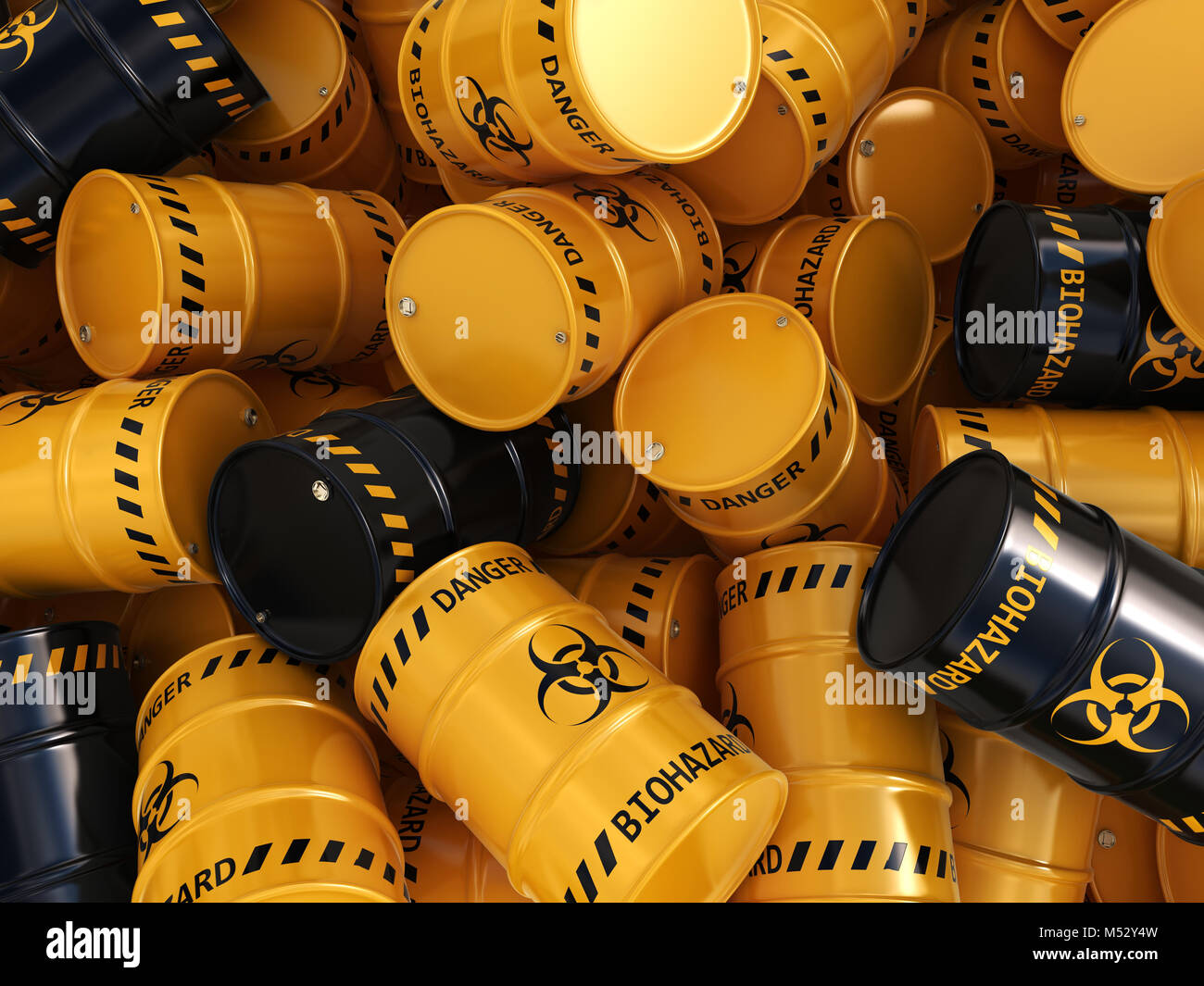 3D rendering biohazard barrels Stock Photo - Alamy