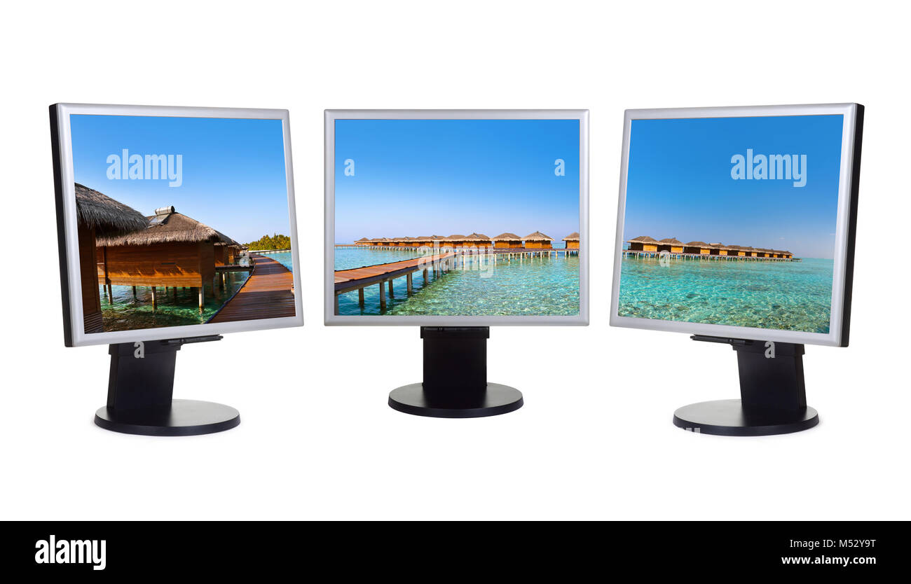 Maldives panorama in computer monitors Stock Photo - Alamy