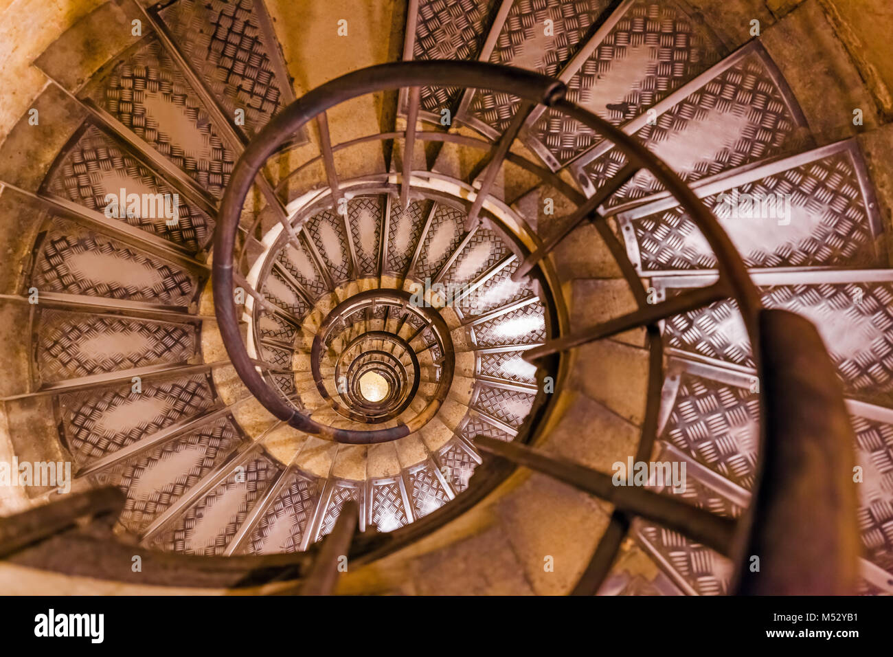 Spiral stairs inside Arc de triomphe in Paris France Stock Photo - Alamy
