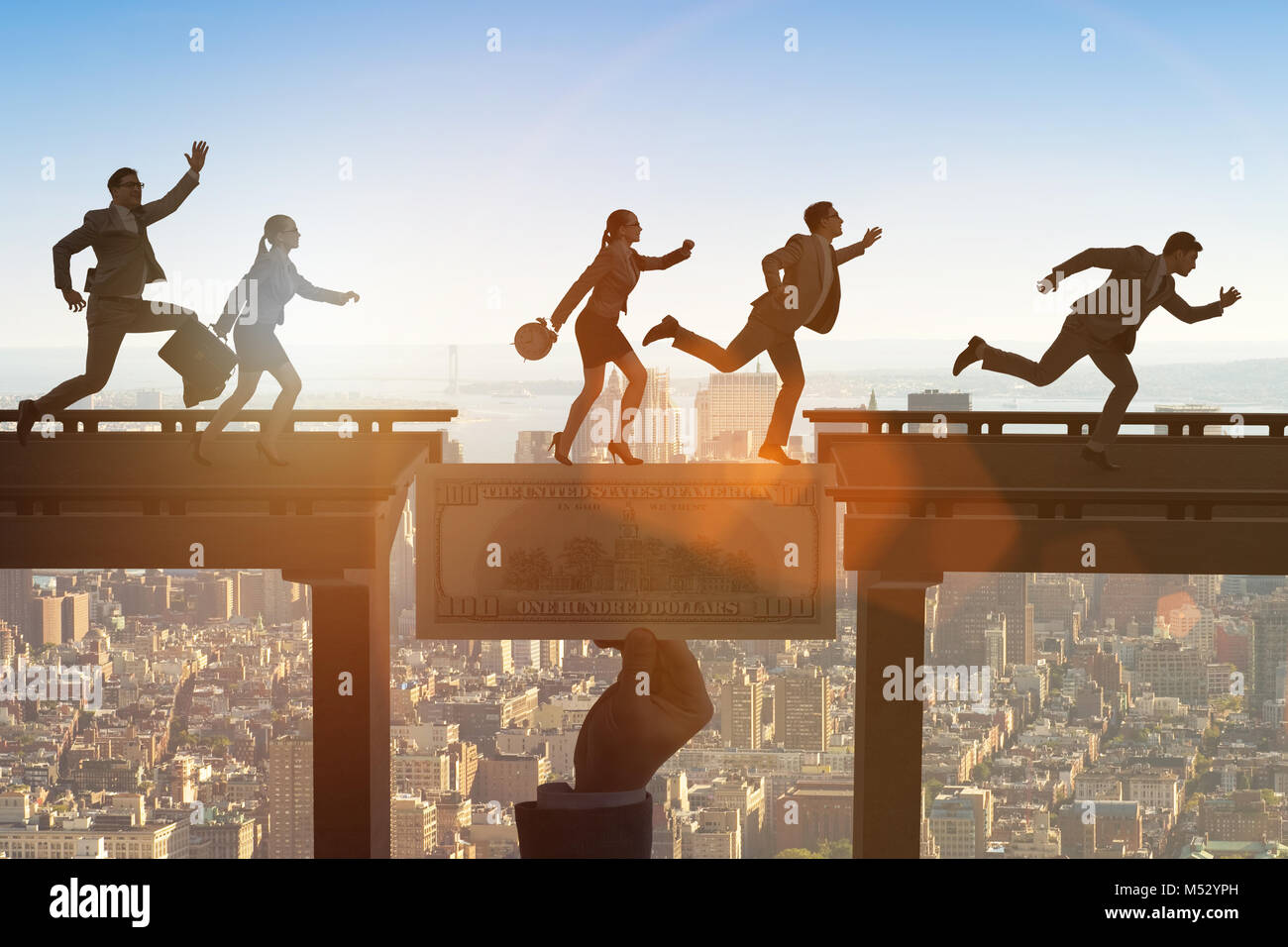 Financial concept crossing dollar bridge Stock Photo - Alamy