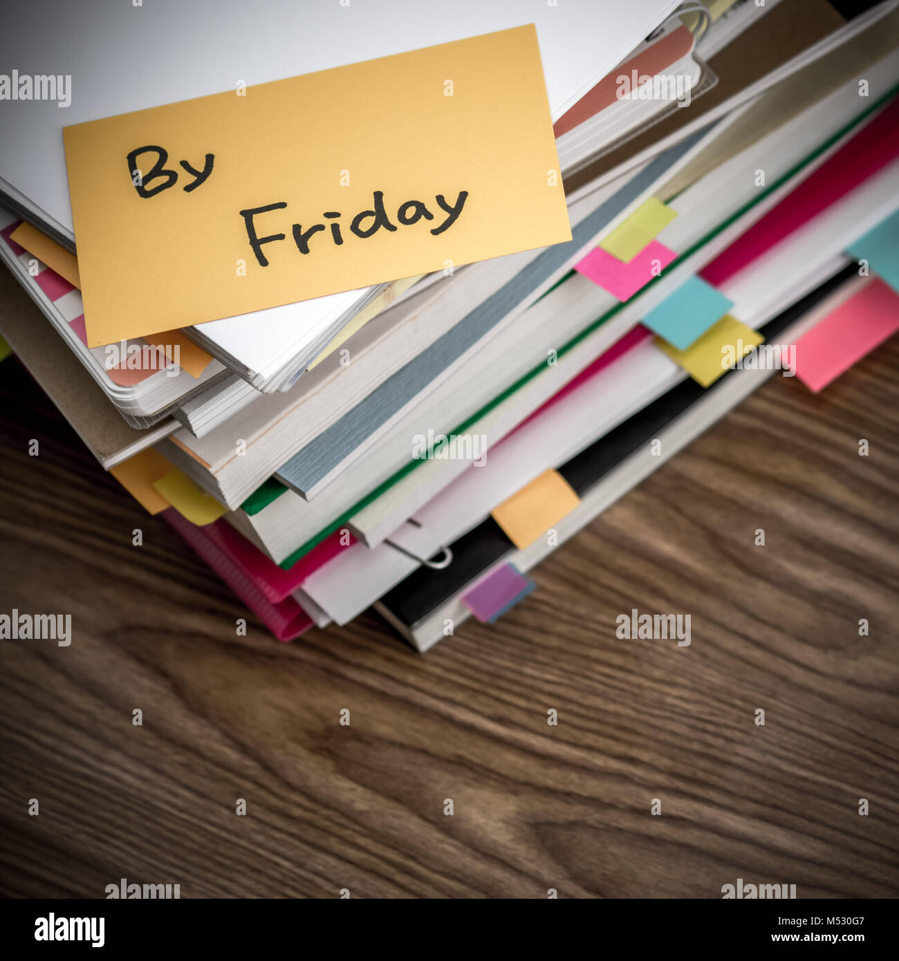 By Friday; The Pile of Business Documents on the Desk Stock Photo - Alamy