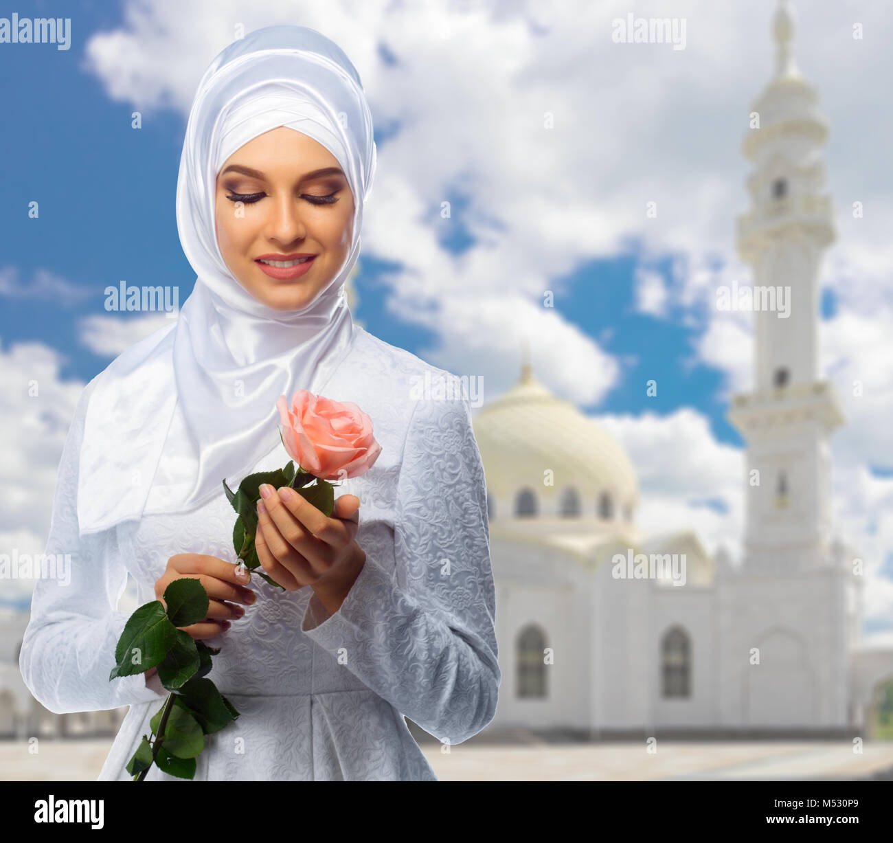 Muslim girl at mosque background Stock Photo - Alamy