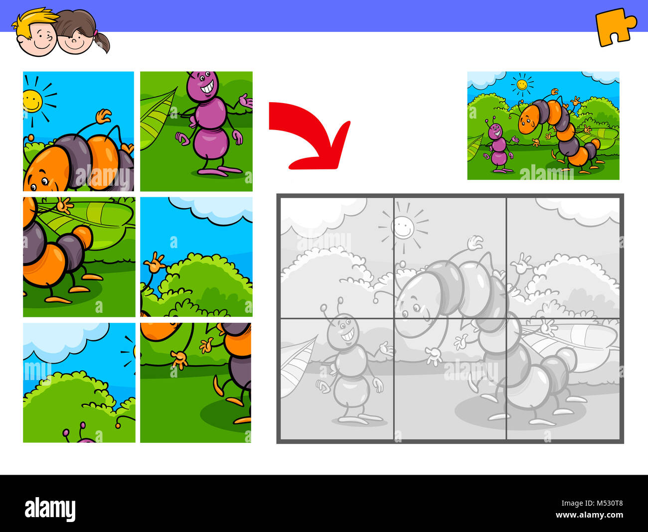 jigsaw puzzles with funny bug characters Stock Photo - Alamy