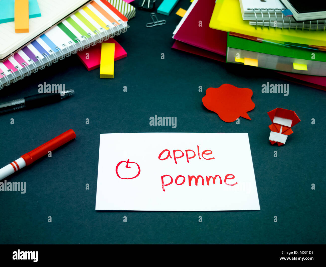 Learning New Language Making Original Flash Cards; French Stock Photo ...