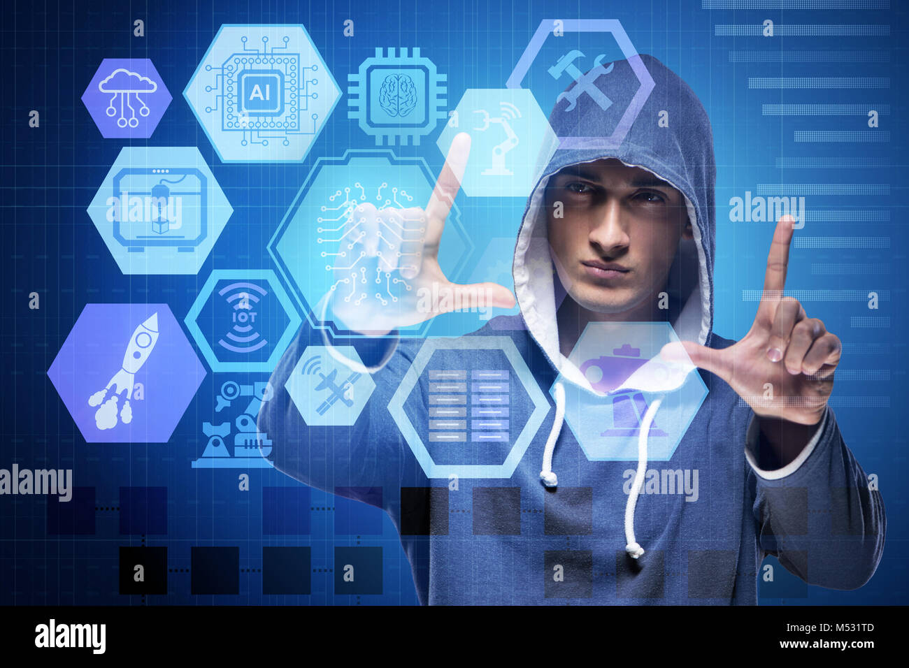 Man in artificial intelligence concept Stock Photo - Alamy