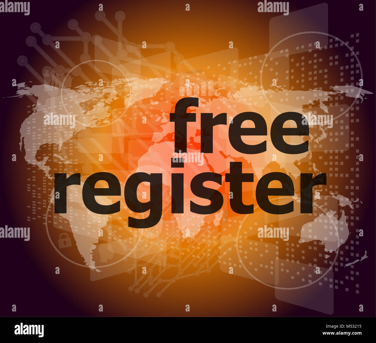 digital background with free register word. global internet concept ...