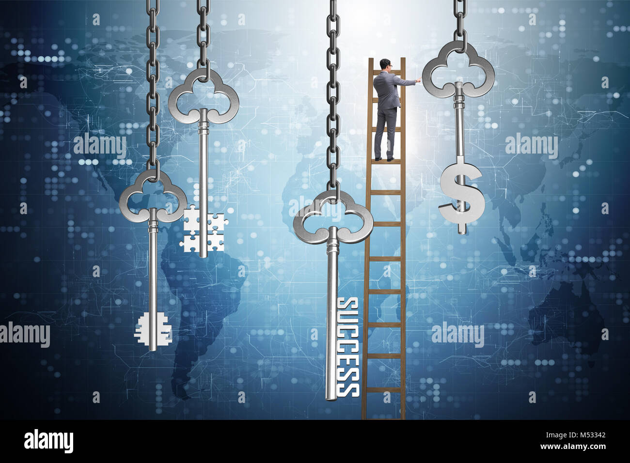 Businessman in key to financial success concept Stock Photo - Alamy