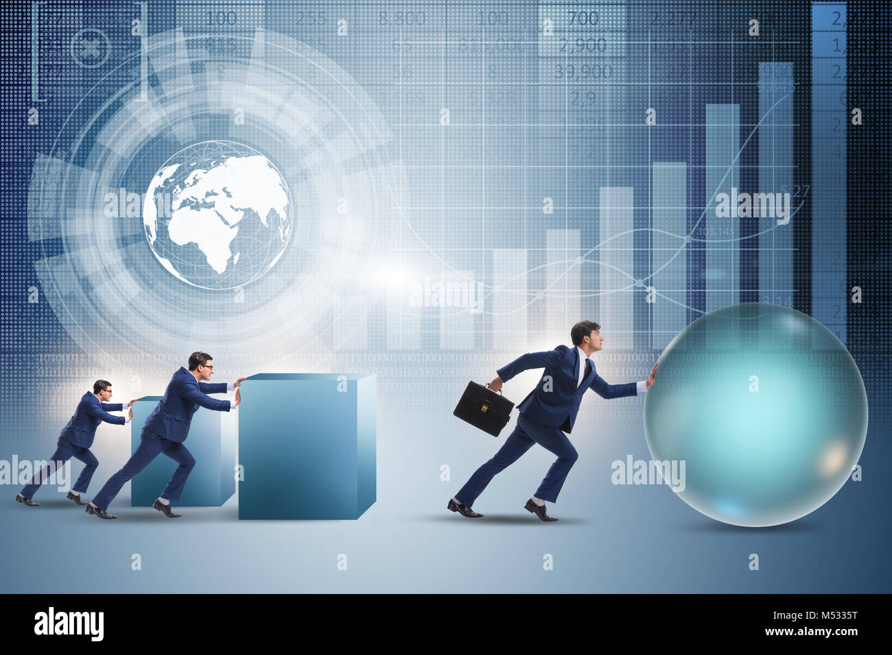 Businessman in competition rivalry concept beating rivals Stock Photo ...