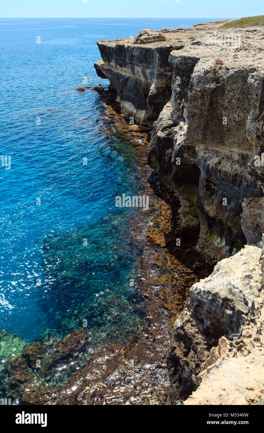 Rocky Salento sea coast, Roca Vecchia, Italy Stock Photo - Alamy