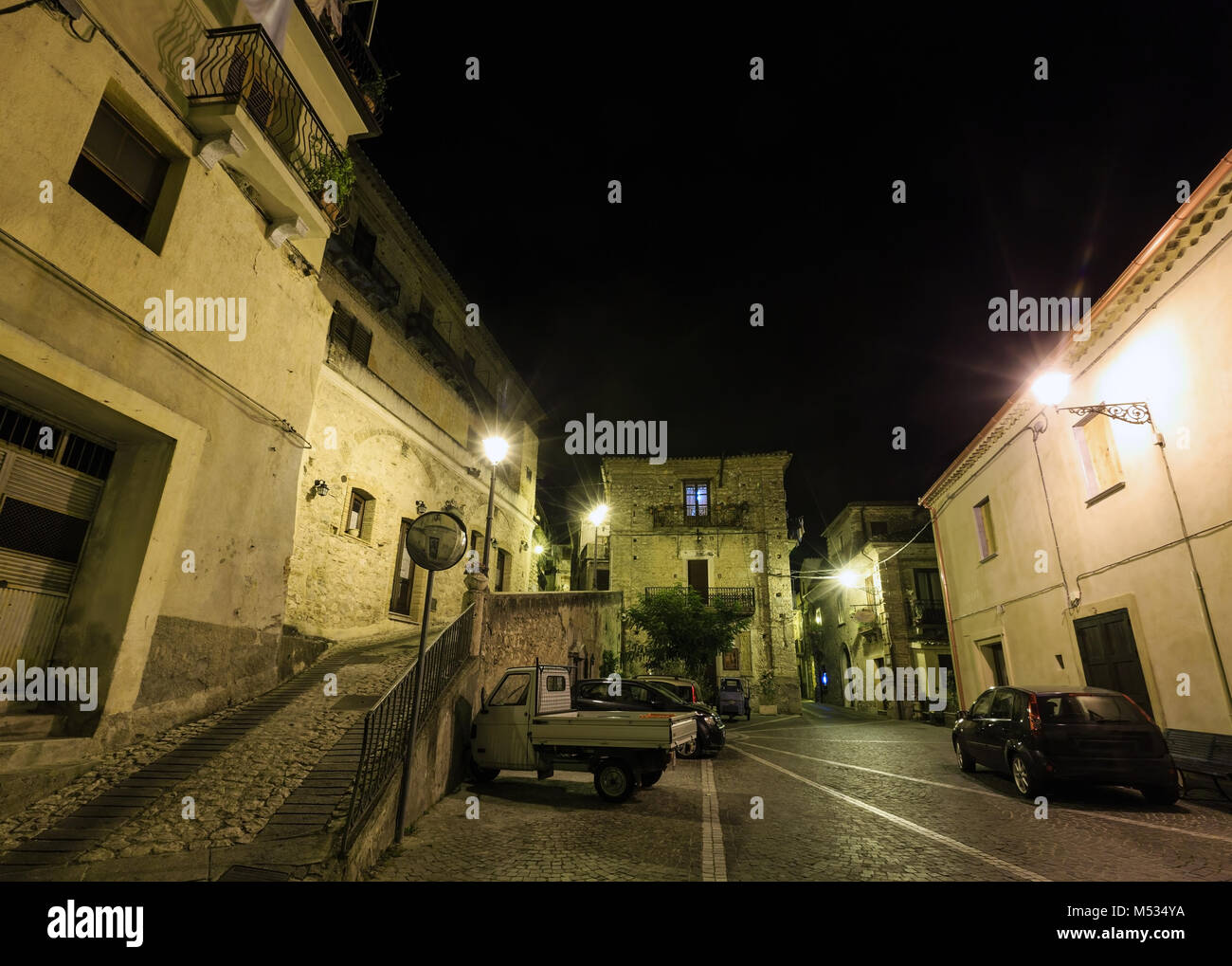 Night Stilo village, Calabria, Italy Stock Photo - Alamy