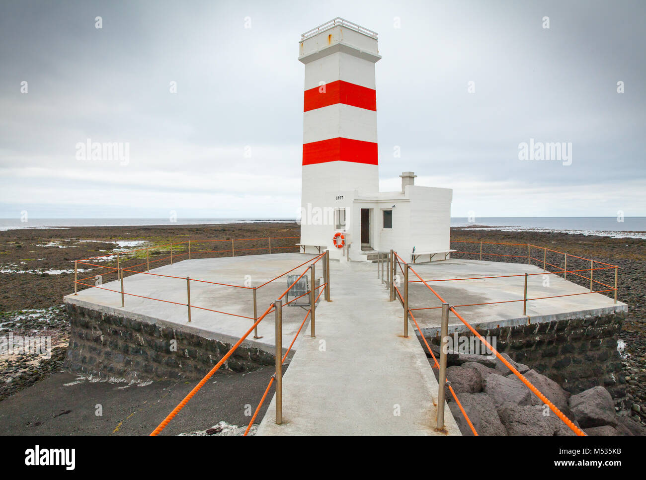 Reykjanes Peninsula Gardur Lighthouse iceland Stock Photo - Alamy