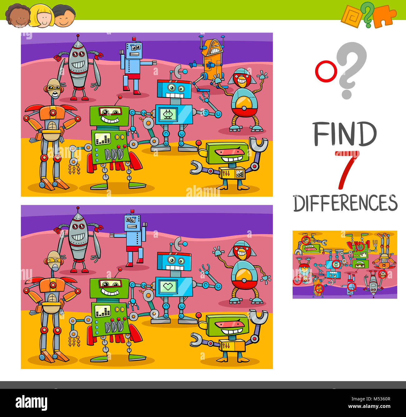 find differences game with robot characters Stock Photo - Alamy