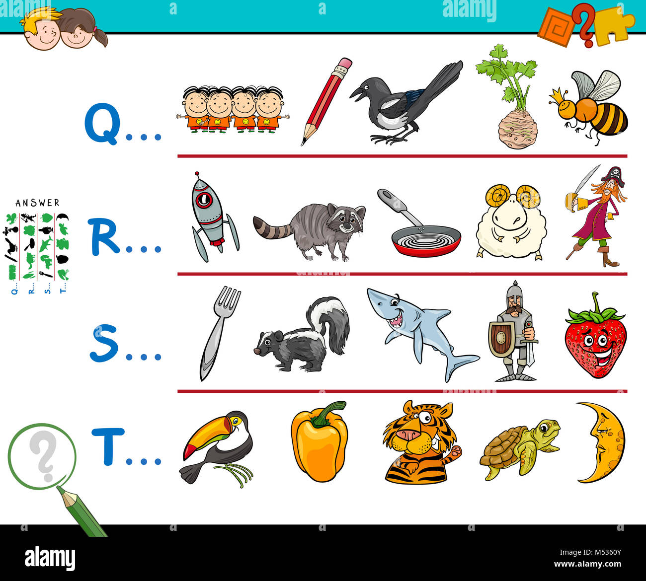 first letter educational game for kids Stock Photo - Alamy