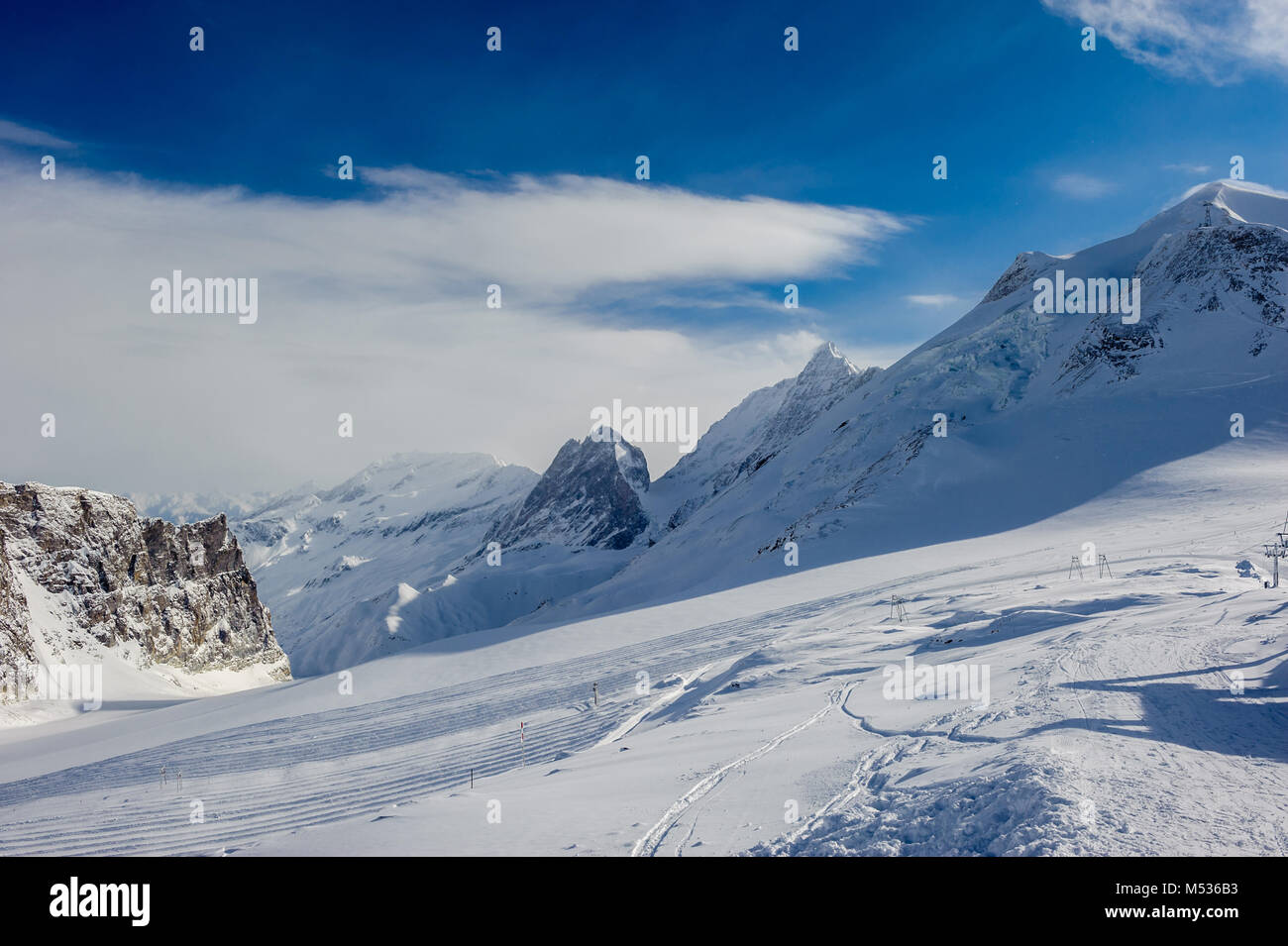 Alpine winter mountain landscape. French Alps with snow Stock Photo - Alamy