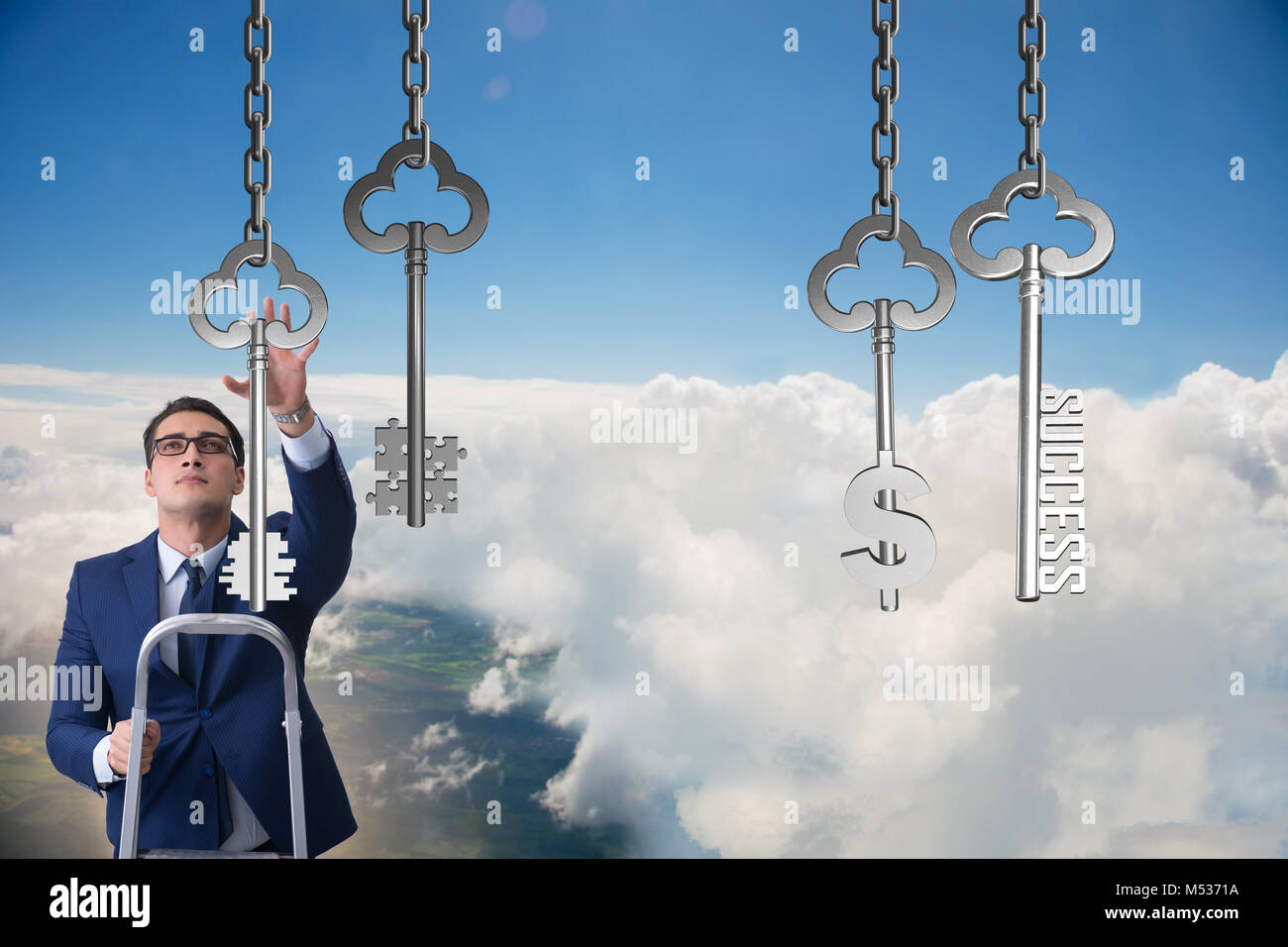 Businessman in key to financial success concept Stock Photo - Alamy