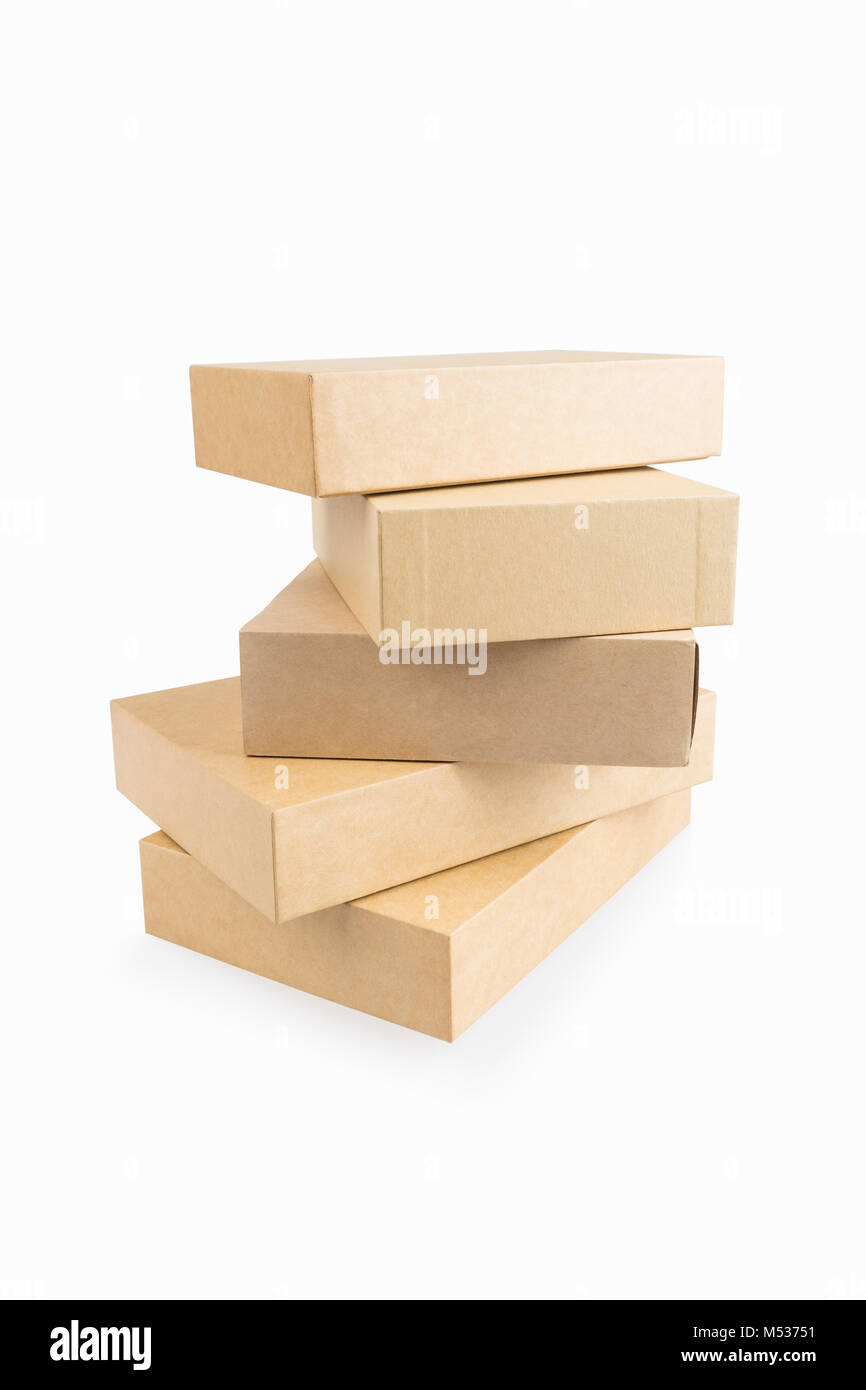 some kraft paper boxes isolated Stock Photo - Alamy