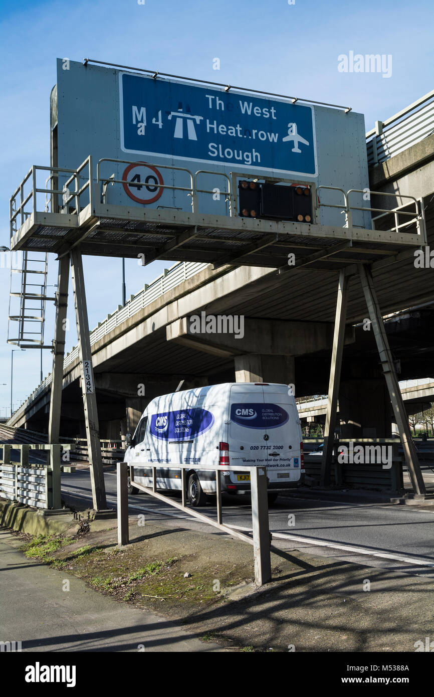 The start of the A4/M4 Chiswick Flyover in west London, England UK ...