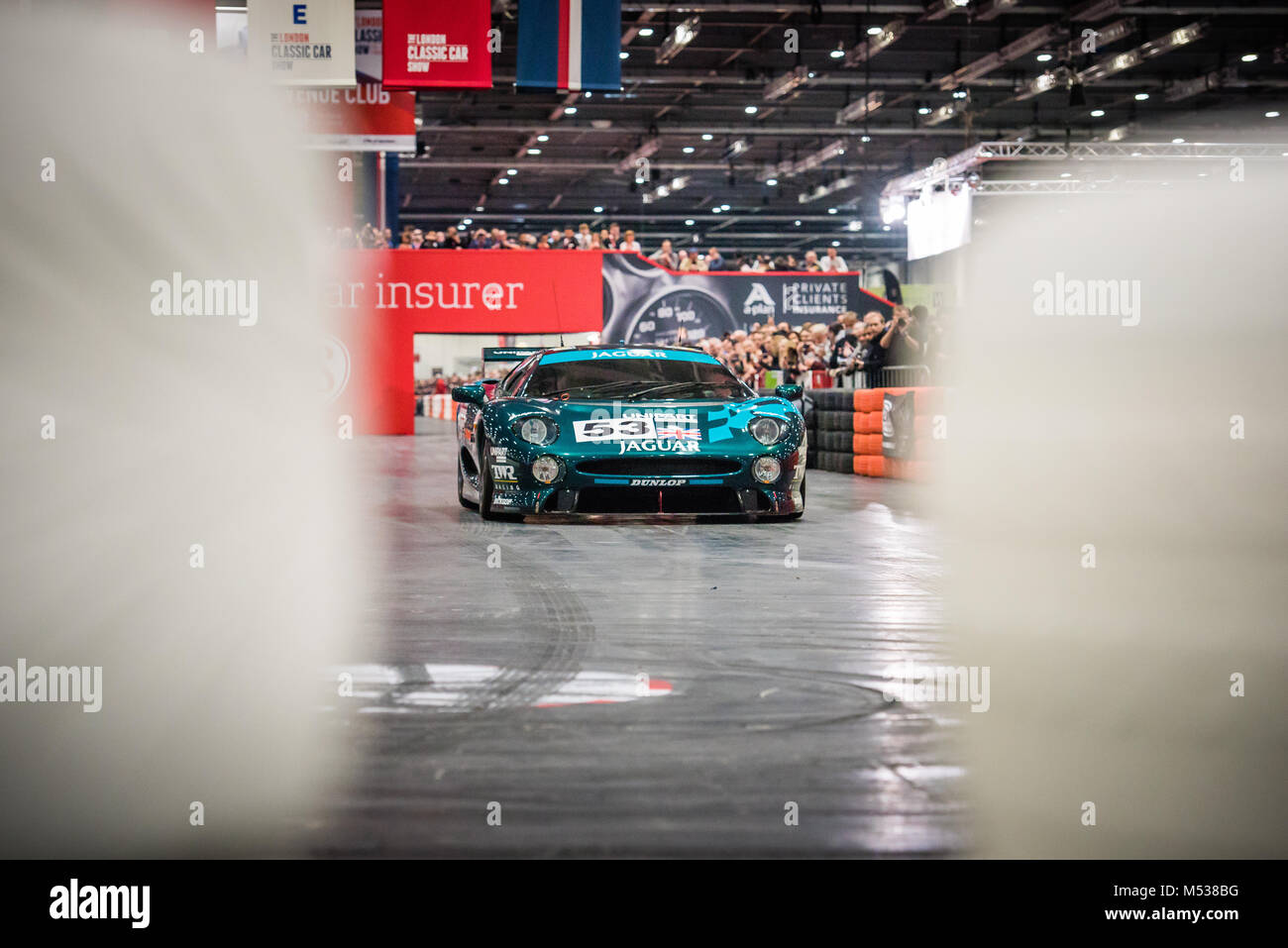 Jaguar XJ220C Le Mans car demonstration drive at The London Classic Car ...