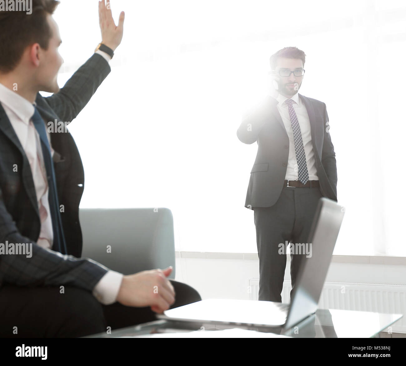 business concept.businessman pointing to the screen Stock Photo - Alamy
